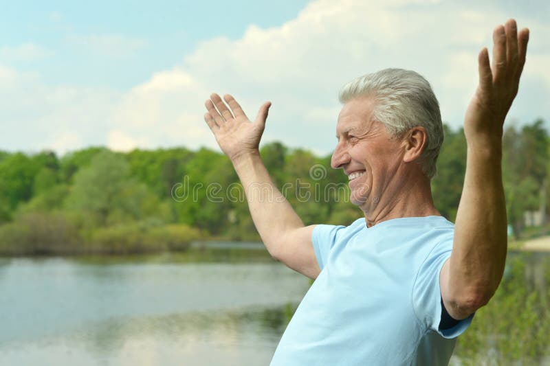 Happy nice senior man stock image. Image of face, space - 59707617