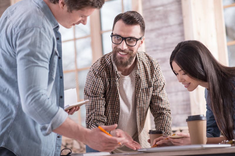 Happy Nice Students Working in Team Stock Photo - Image of challenge ...