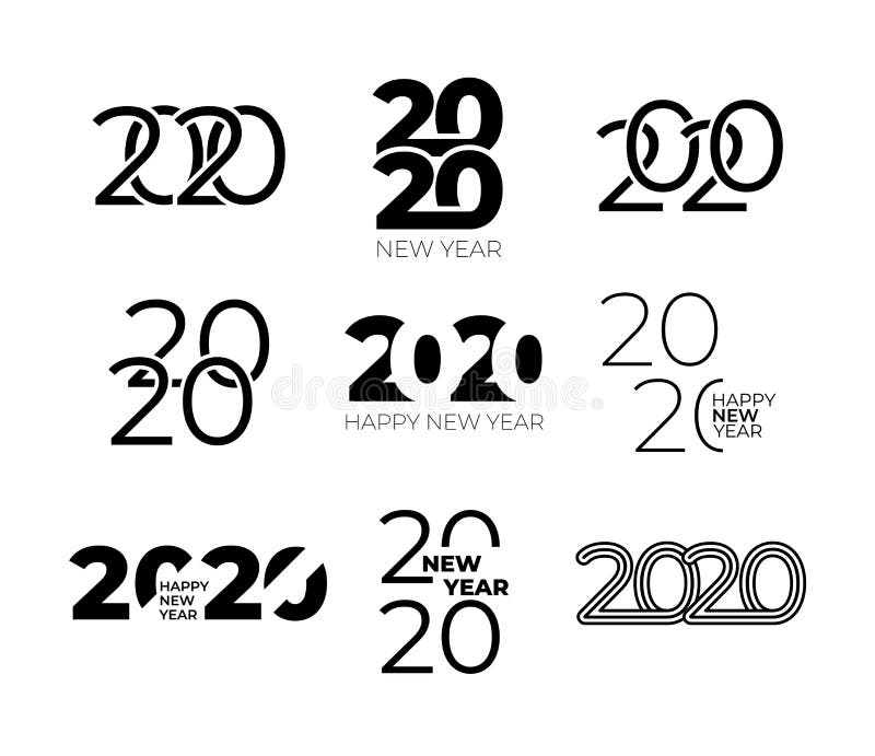 Gelukkig De Tekstontwerp Van Het Nieuwjaar 2020 Embleem Dekking Van ...