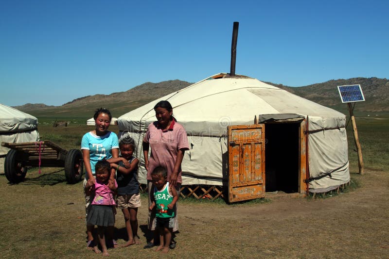 Happy nomadic family editorial stock image. Image of solar - 17187549