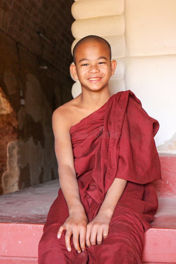 Happy Novice Young Monk in Bagan, Myanmar Editorial Image - Image of ...