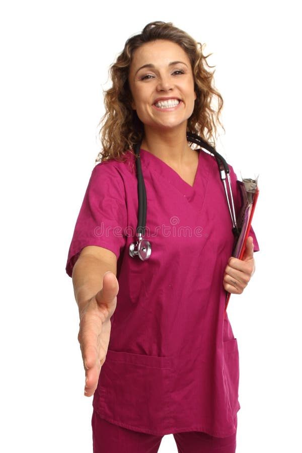 Happy Nurse Friendly Welcoming Stock Photo - Image of healthcare ...
