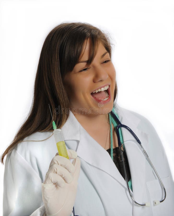 Happy Nurse with a Needle stock photo. Image of medical - 17936302