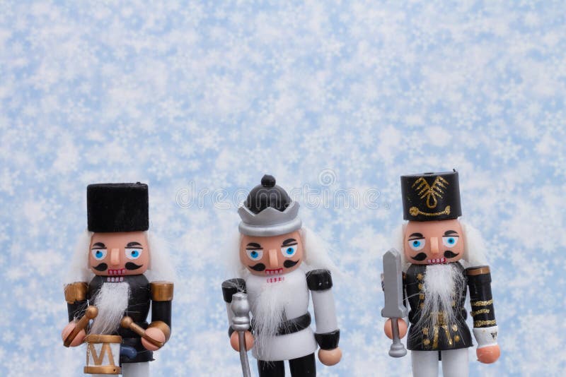 Happy Nutcracker with Hat with Snowy Sky Stock Photo - Image of ...