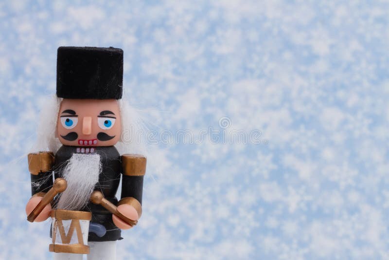 Happy Nutcracker with Hat with Snowy Sky Stock Image - Image of ...