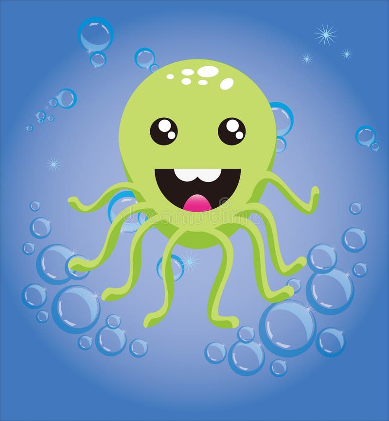 Happy octopus stock vector. Illustration of life, steam - 18408348