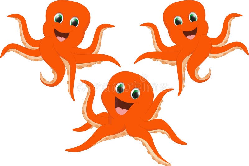 Happy octopus cartoon set stock vector. Illustration of full - 55422940