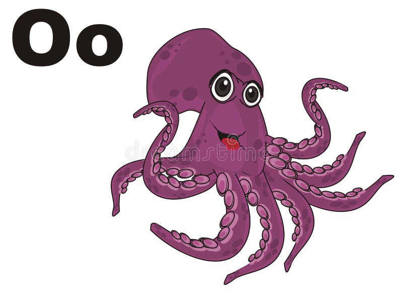 Happy octopus and abc stock illustration. Illustration of mind - 126935770