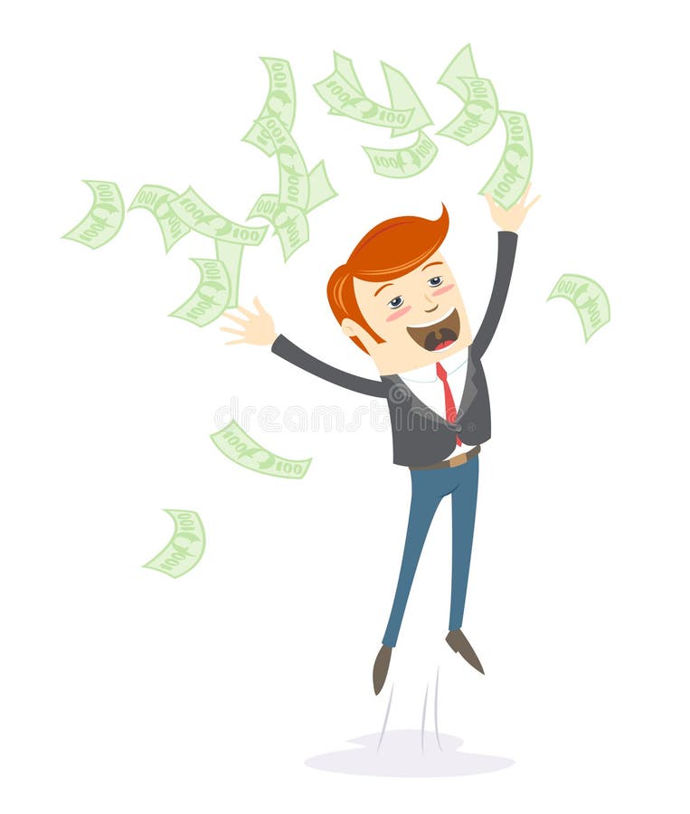 Happy Office Man Hipster Throwing Money Stock Vector - Illustration of ...