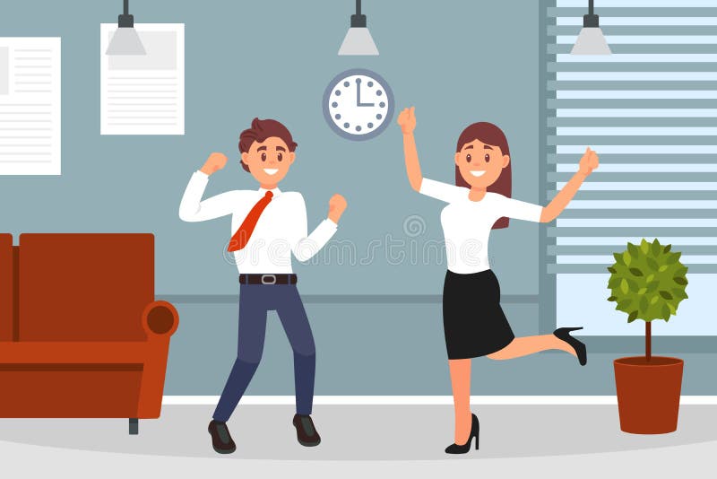 Happy Office Man and Woman Worker Cheering Enjoying Success Vector ... Happy Office Man and Woman Worker Cheering Enjoying Success Vector ...