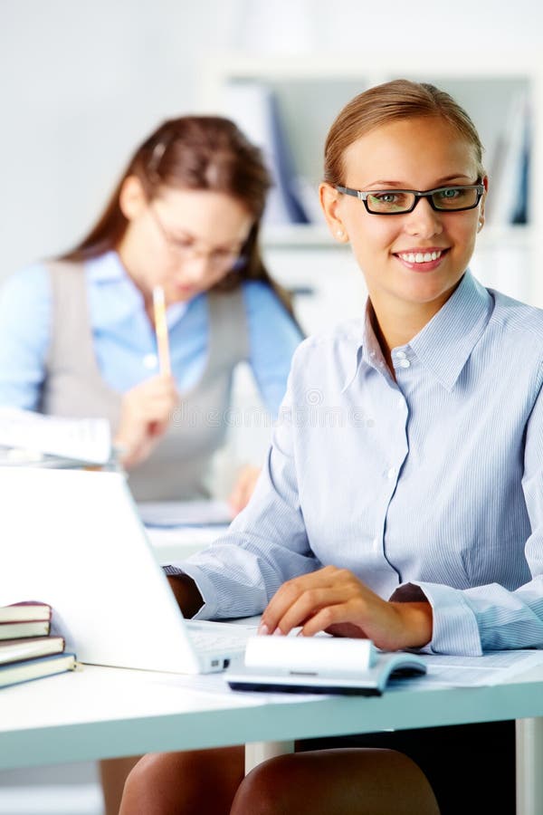 Happy office worker stock image. Image of lovely, lifestyle - 23780773