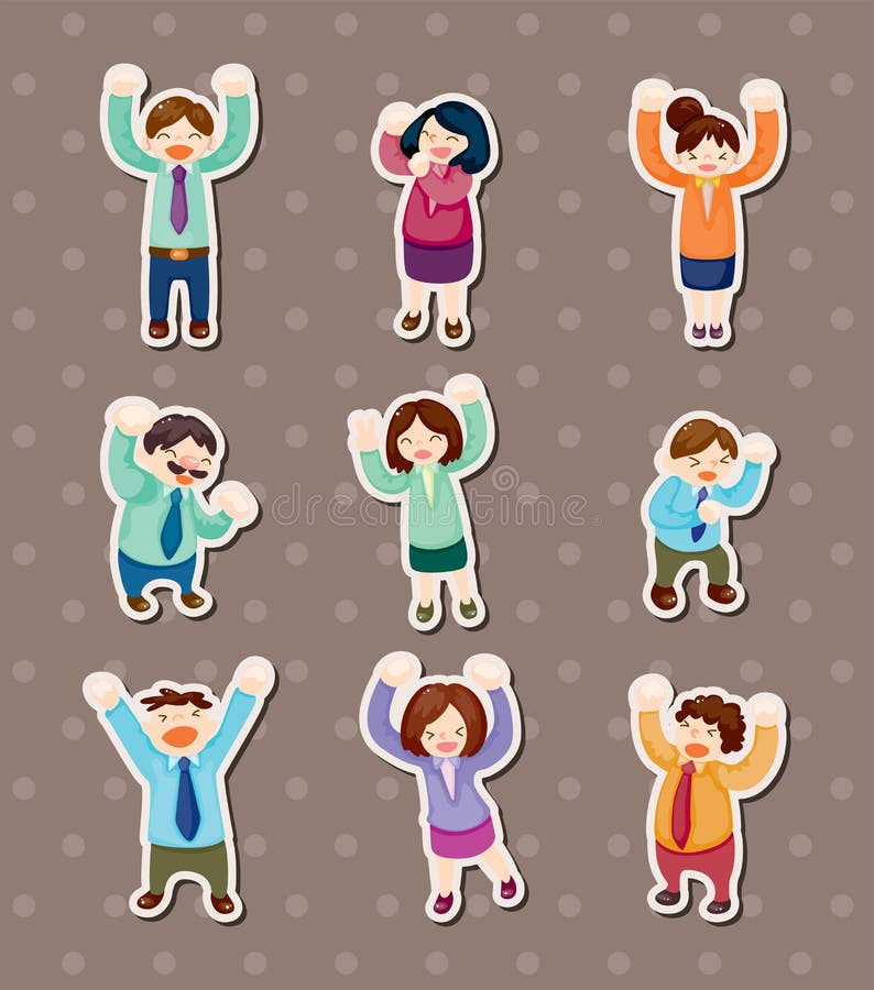 Happy Office Worker Stickers Stock Vector - Illustration of person ...