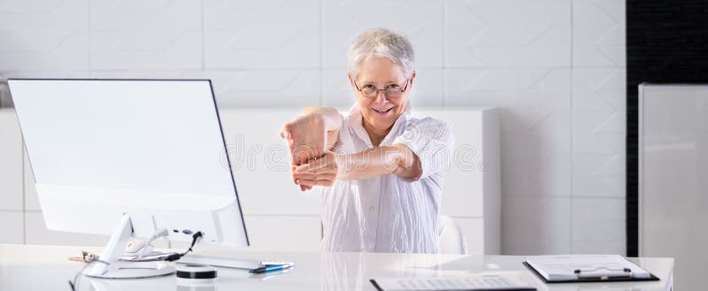 Happy Office Worker Stretching Stock Image - Image of office, caucasian ...