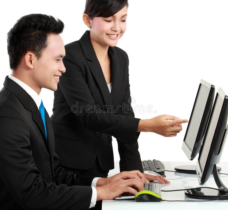 Happy Office Worker Working Stock Image - Image of businesswoman ...