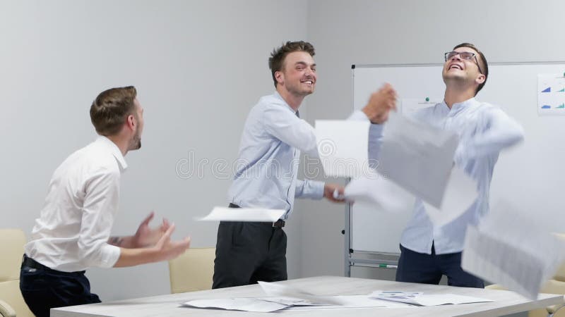 Happy Office Workers are Excited in Workplace Having Fun Throwing ...