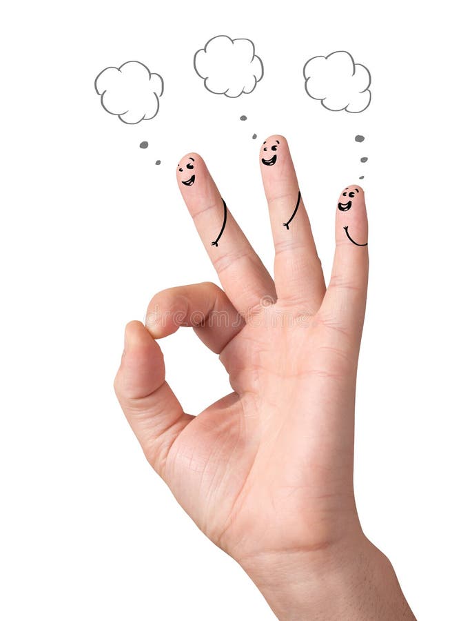 Happy Ok Fingers with Speech Bubbles and Signs Stock Image - Image of ...