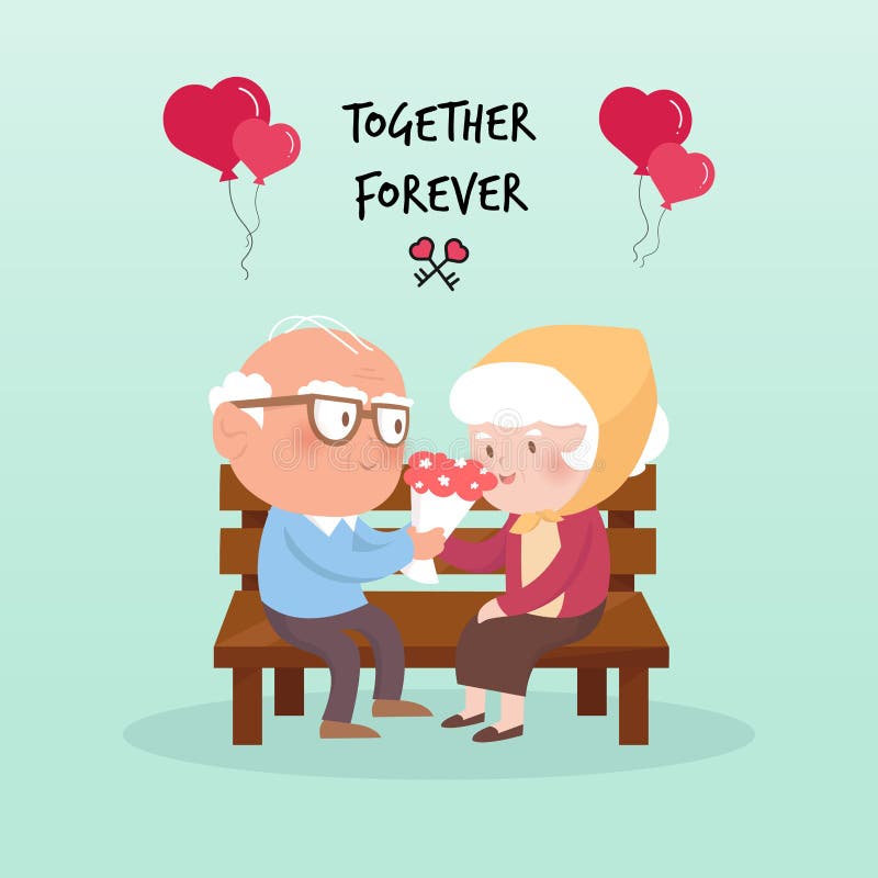 Happy Old Couple. Illustration. Stock Illustration - Illustration of ...