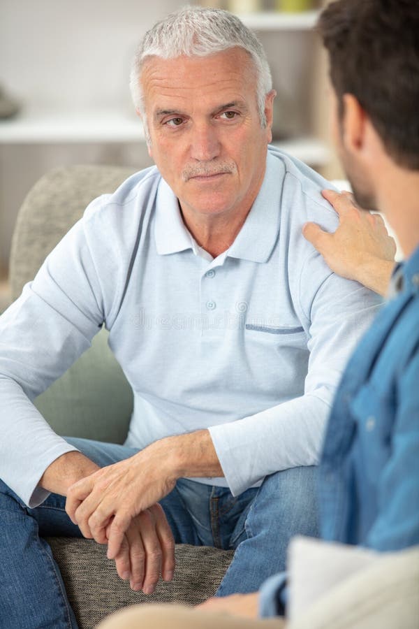 Happy Old Father and Son at Home Stock Image - Image of ...