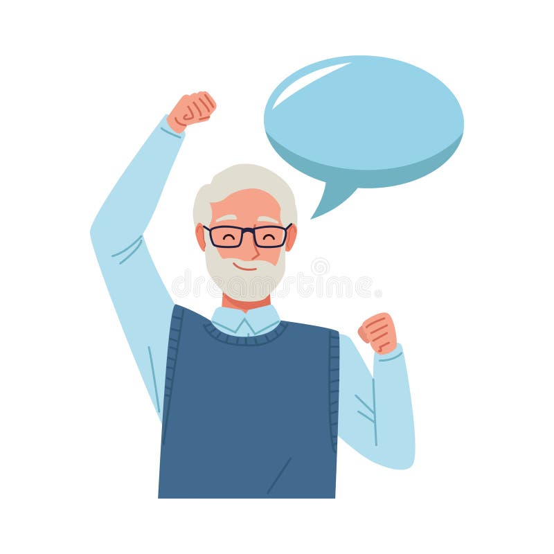 Happy Old Man Celebrating Chararacter Stock Vector - Illustration of ...