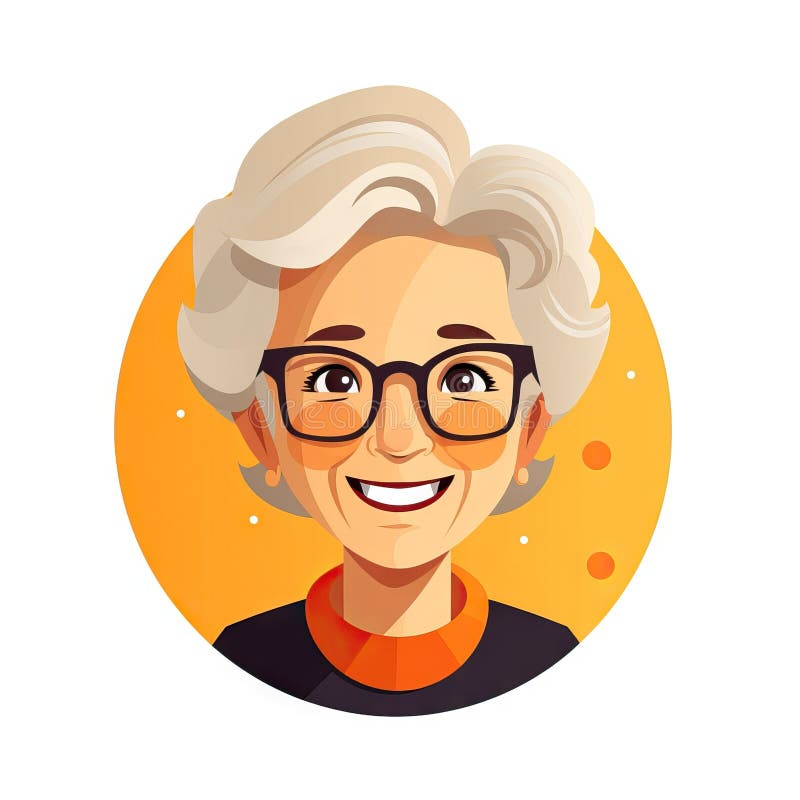 Happy Old Woman in Flat Minimalistic Animation AI Generated Stock ...