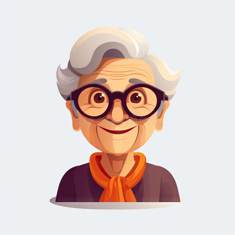 Happy Old Woman in Flat Minimalistic Animation AI Generated AI ...