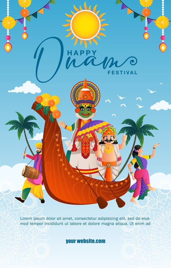 Happy Onam Festival Vertical Poster Template Stock Illustration ...