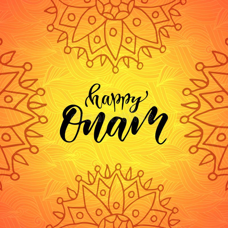 Happy Onam Holiday Vector Illustration. Modern Calligraphy Stock Vector ...