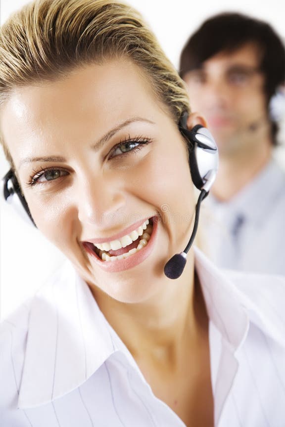 Happy operators stock photo. Image of person, clerk, camera - 4141902