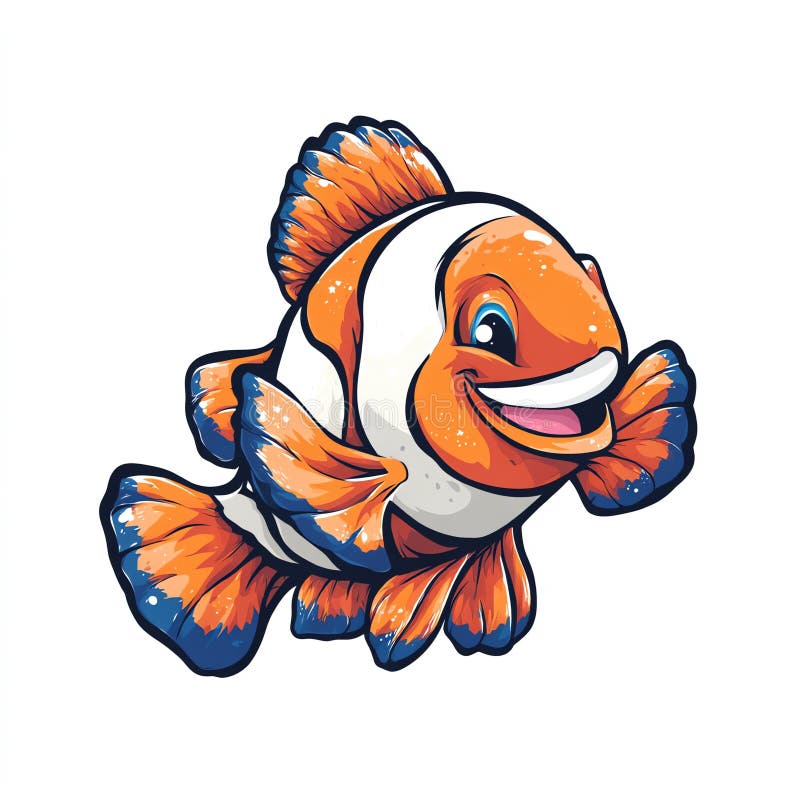 Happy Orange Clownfish Cartoon Illustration Stock Illustration ...