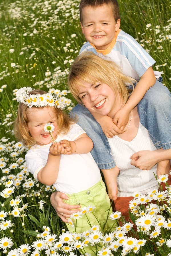 Happy family in park stock photo. Image of women, child - 7394866