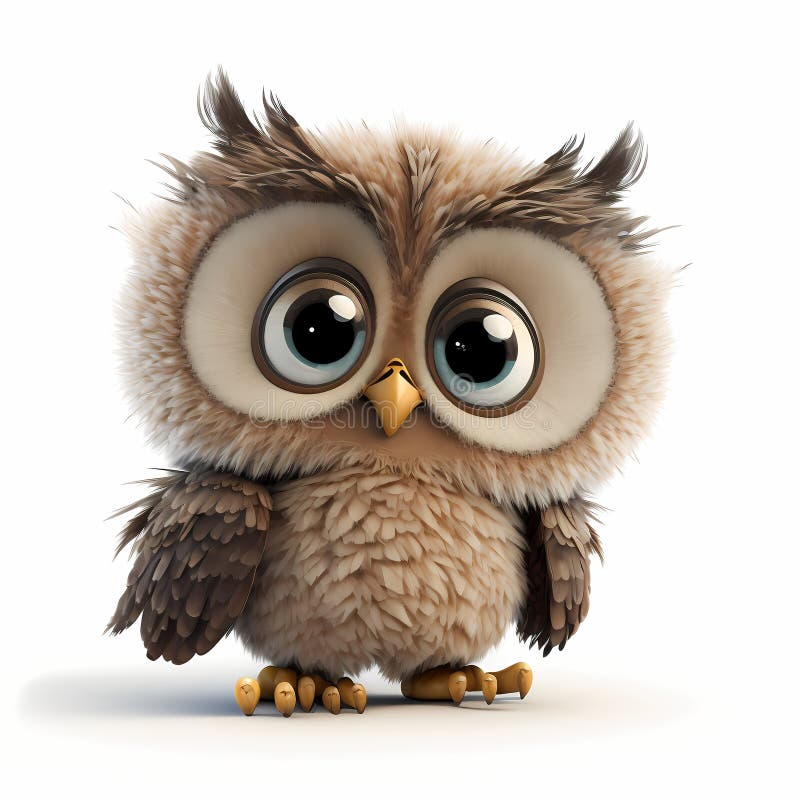 Happy Owl Cartoon. Generative AI Stock Illustration - Illustration of ...