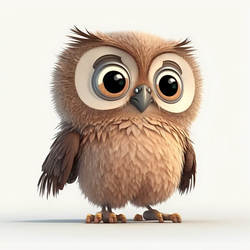 Happy Owl Cartoon. Generative AI Stock Illustration - Illustration of ...