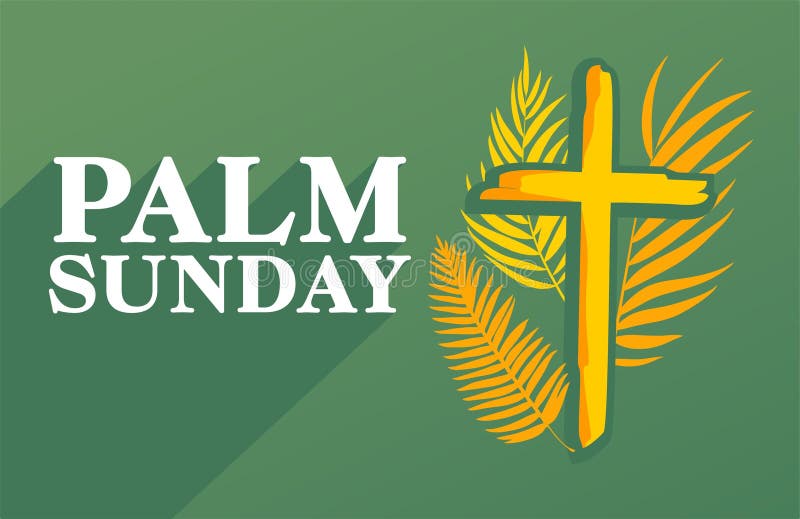 Happy Palm Sunday with Palm Leaf Silhouette Stock Illustration ...