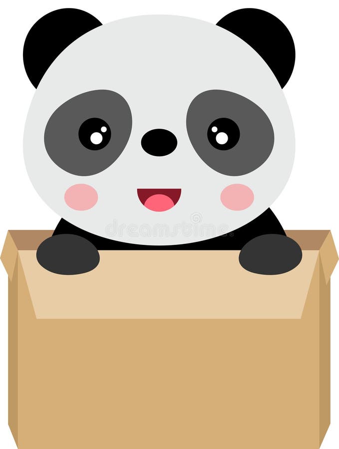 Happy Panda in Cardboard Box Stock Vector - Illustration of child ...