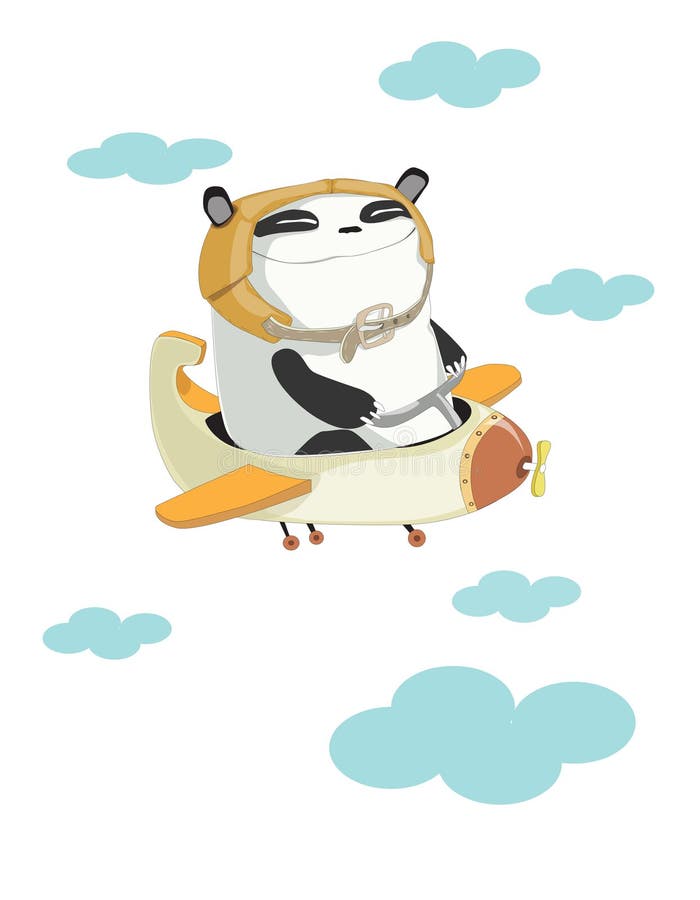 Happy Panda Pilot Went on a Long Journey Stock Vector - Illustration of ...
