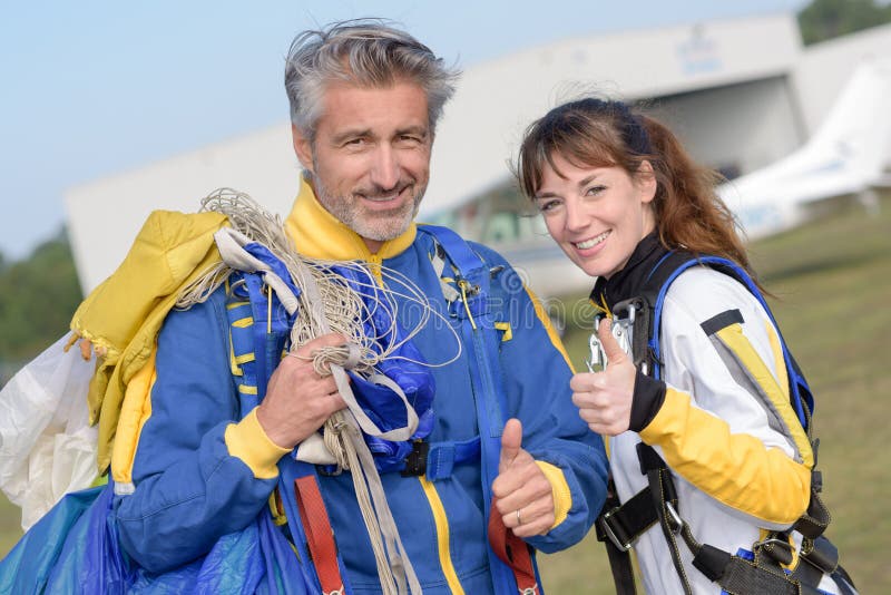 Happy after Parachuting Experience Stock Photo - Image of experience ...