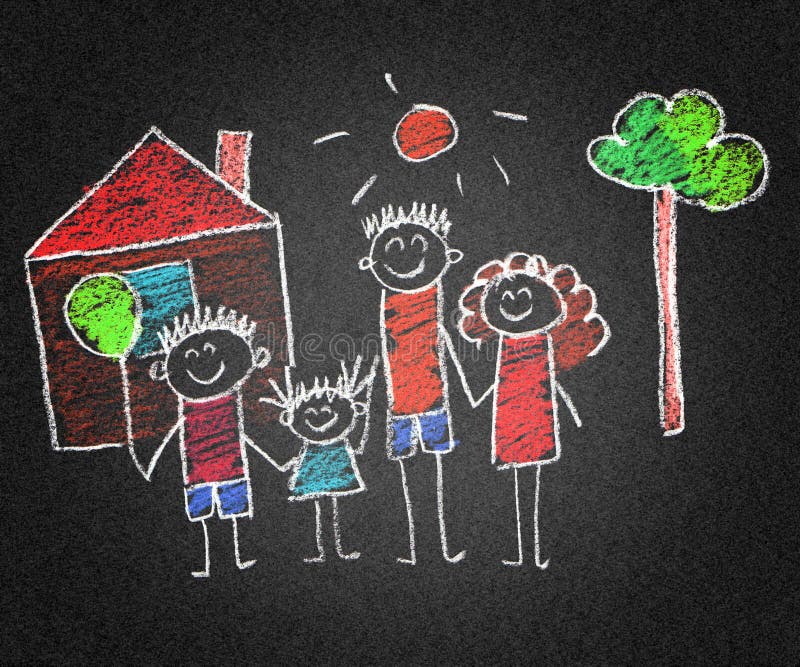 Happy parents and children stock illustration. Illustration of blue ...