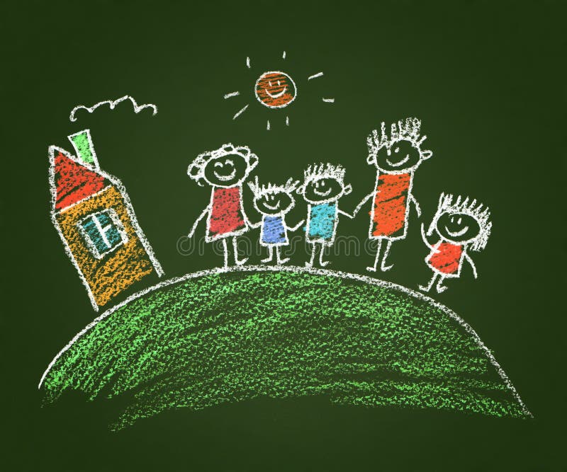 Happy parents and children stock illustration. Illustration of house ...
