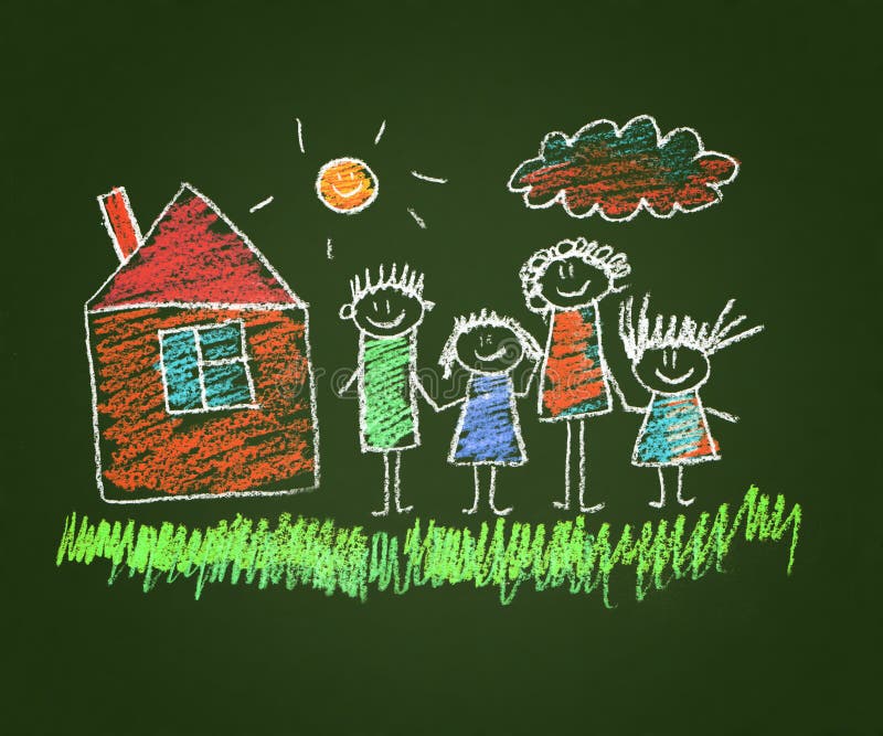 Happy parents and children stock illustration. Illustration of chimney ...