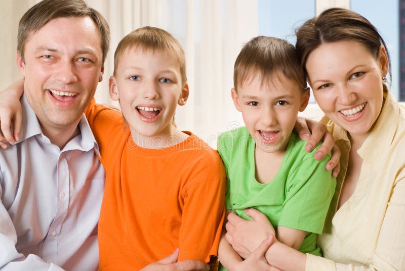 Happy Parents with Children Together Stock Photo - Image of children ...