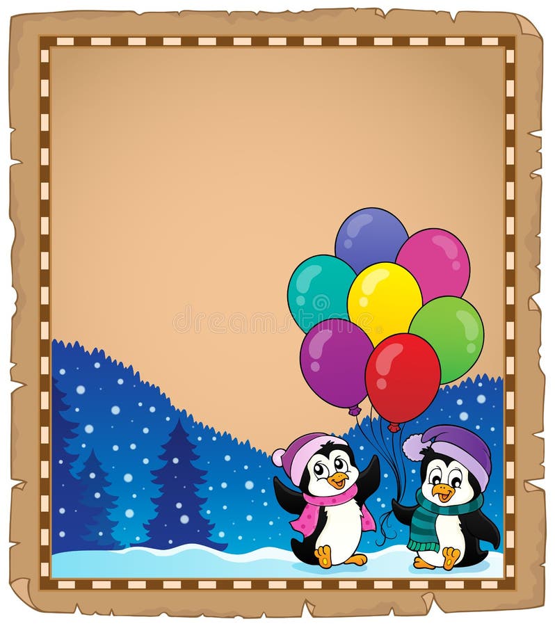 Happy Party Penguins Parchment 1 Stock Vector - Illustration of event ...