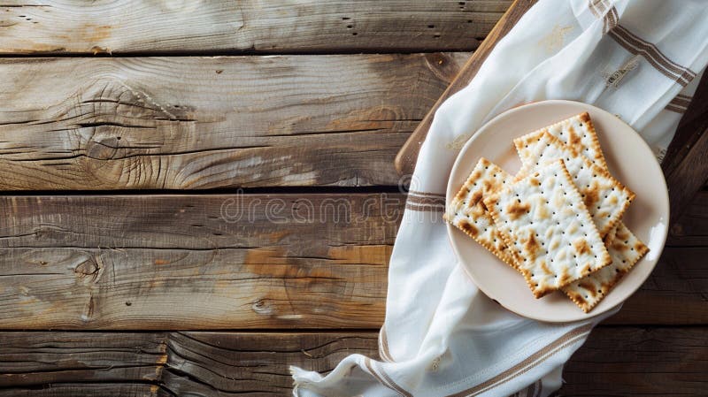 Happy Passover - Happy Pesach. Traditional Passover Bread on Wooden ...