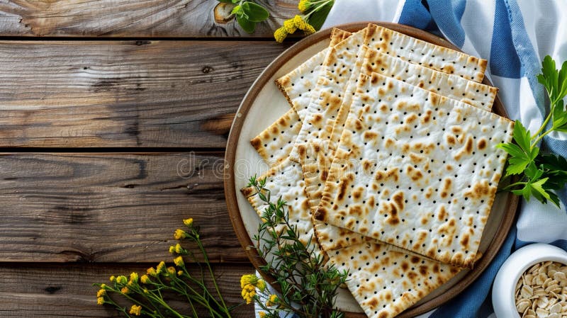 Happy Passover - Happy Pesach. Traditional Passover Bread on Wooden ...
