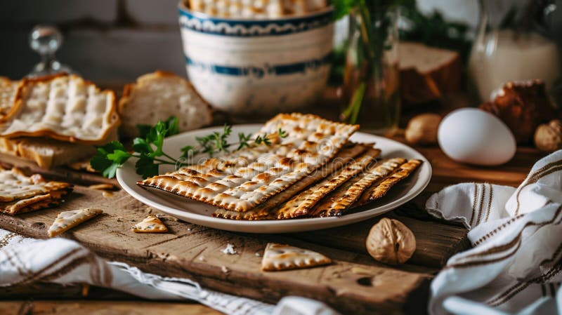 Happy Passover - Happy Pesach. Traditional Passover Bread on Wooden ...