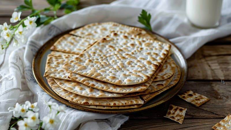 Happy Passover - Happy Pesach. Traditional Passover Bread on Wooden ...