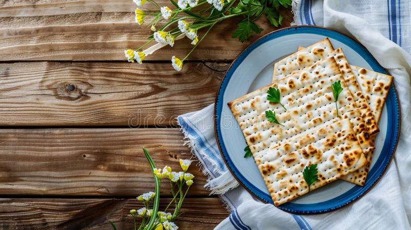 Happy Passover - Happy Pesach. Traditional Passover Bread on Wooden ...