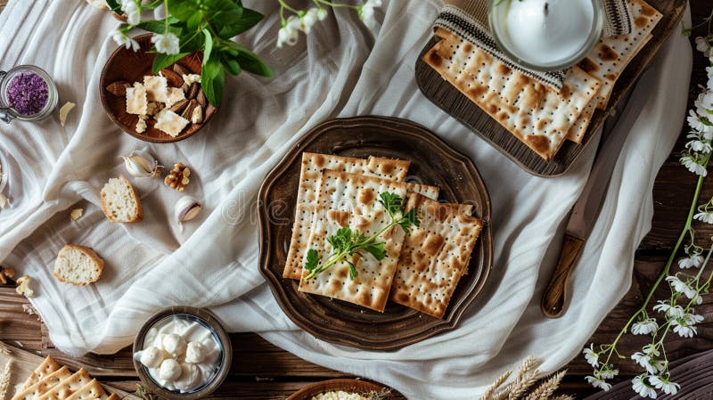 Happy Passover - Happy Pesach. Traditional Passover Bread on Wooden ...