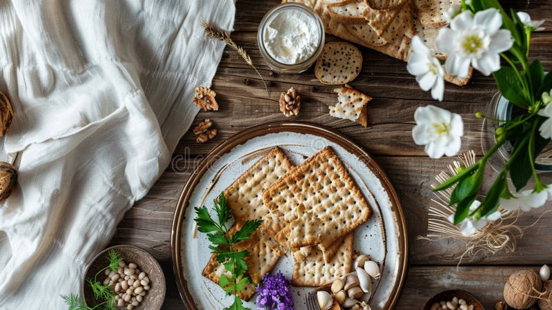 Happy Passover - Happy Pesach. Traditional Passover Bread on Wooden ...