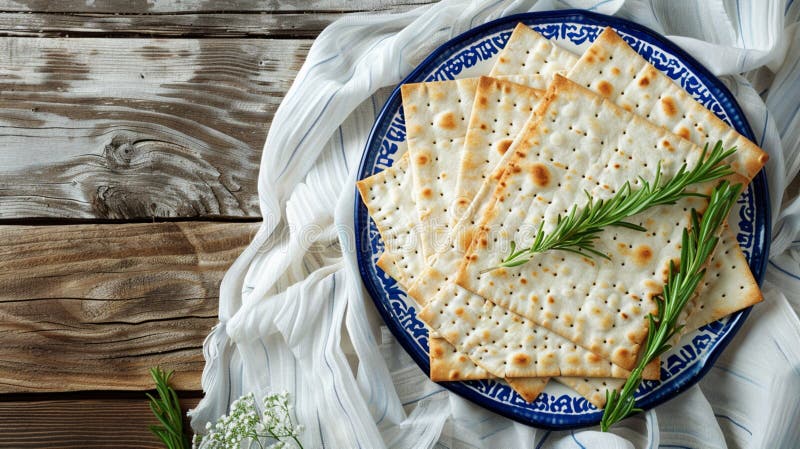 Happy Passover - Happy Pesach. Traditional Passover Bread on Wooden ...