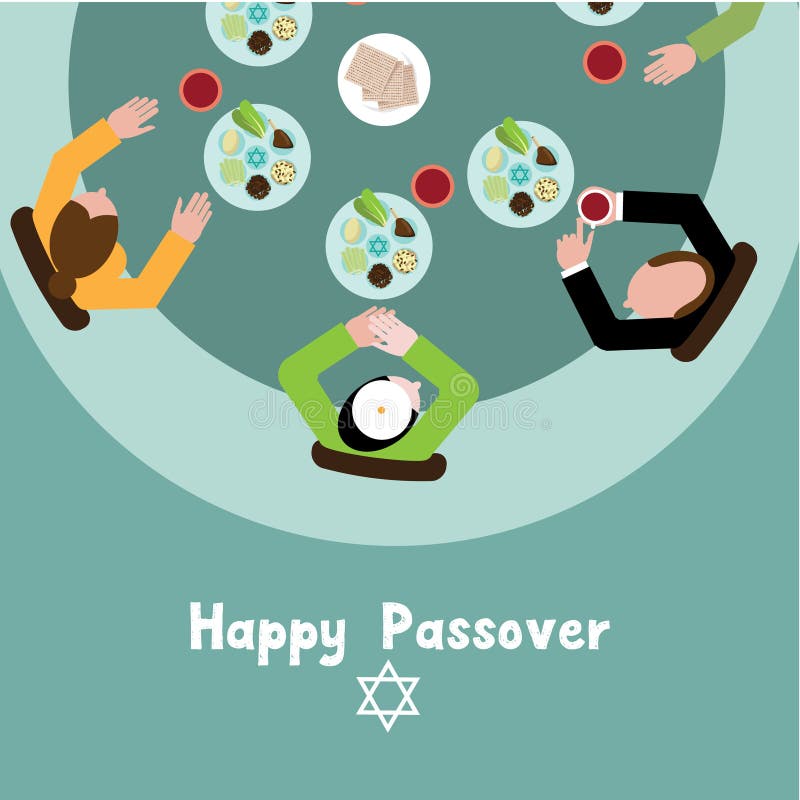 Happy Passover Seder Meal Greeting Card Stock Vector - Illustration of ...